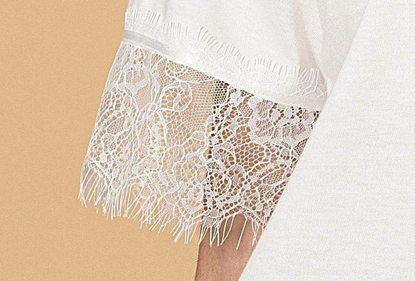 Cotton Lace Edged Cropped Leg Pyjamas - Cream & Pink - 10 to 26 – Pure ...